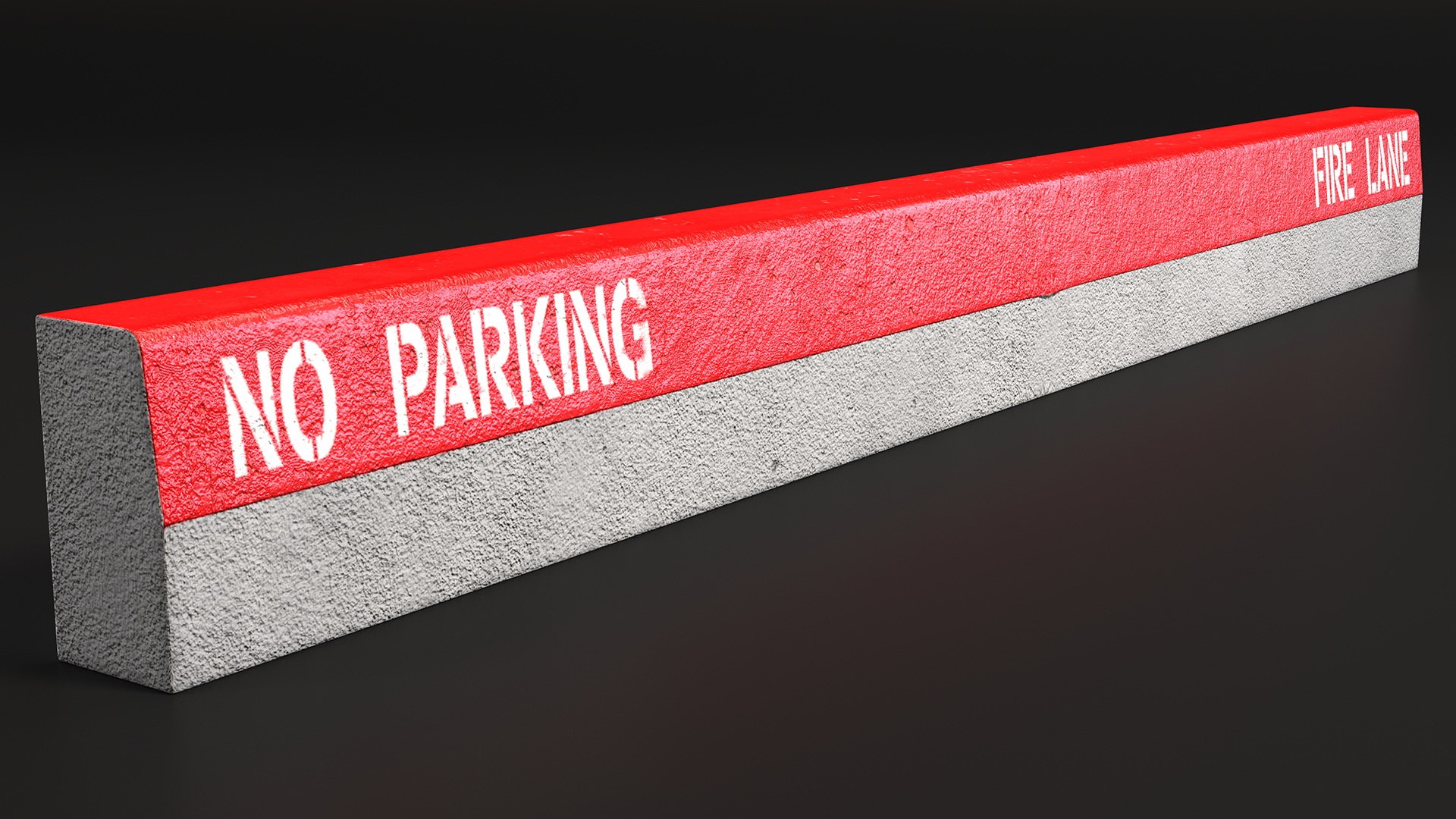 3D Model Street Curb 3m Red Fire Lane - TurboSquid 2028928