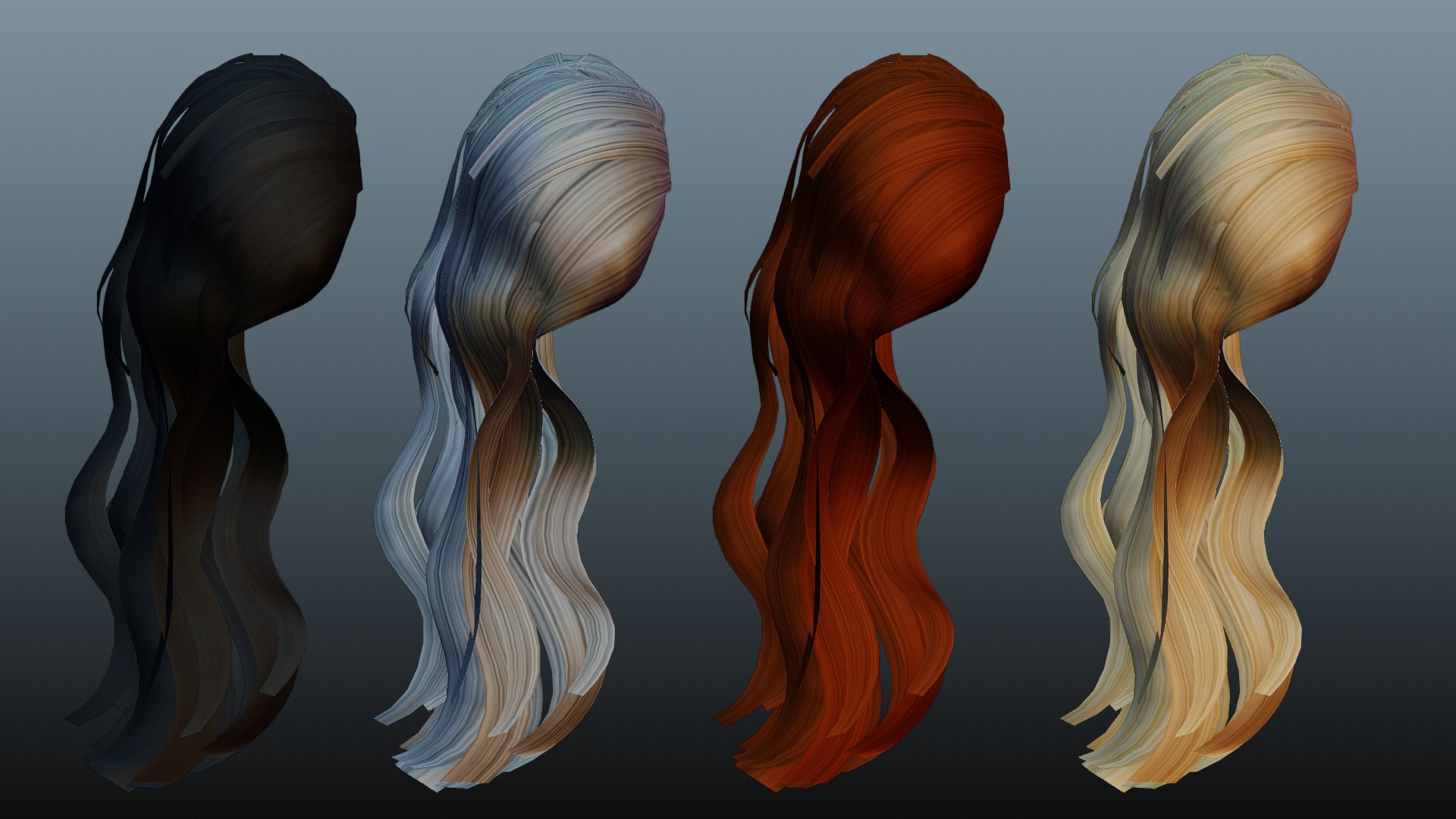 Female Hair Low Poly 4 Colors 3D Model - TurboSquid 2211420