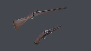 1820 Collier Flintlock Revolver 3d Max
