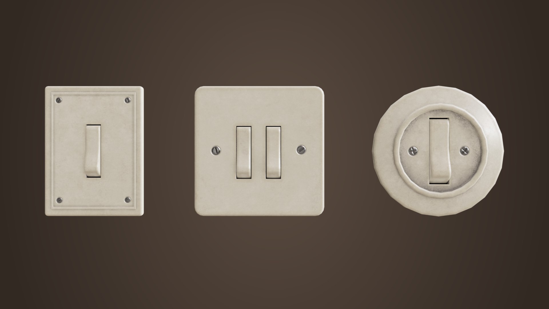 3D Vintage Light Switches Model Set Model - TurboSquid 2047144