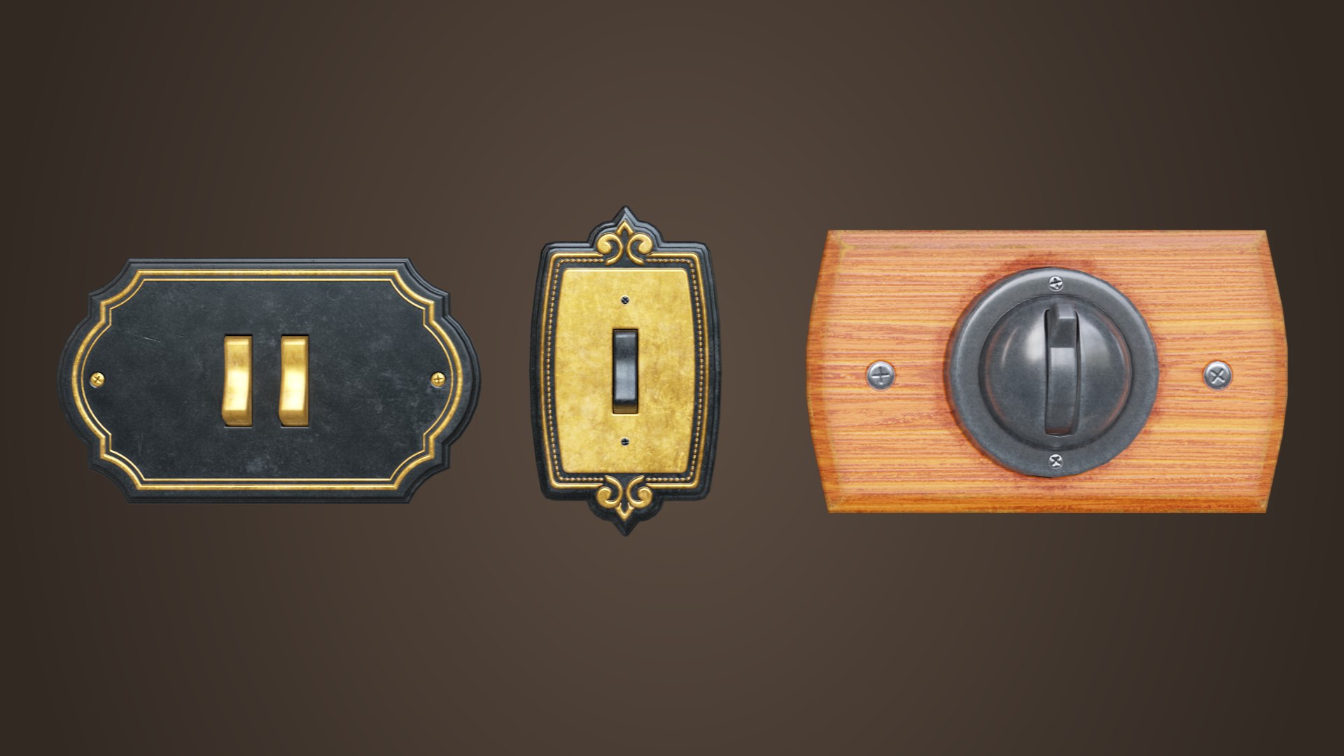 3D Vintage Light Switches Model Set Model - TurboSquid 2047144