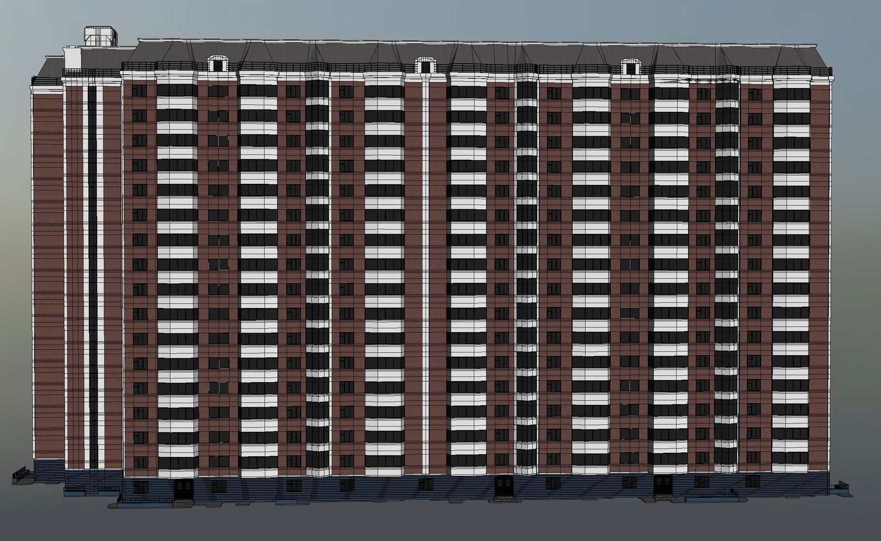 16 Storey Building - House 3D Model - TurboSquid 1912239