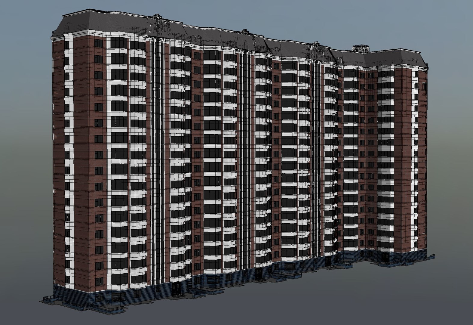 16 Storey Building - House 3D Model - TurboSquid 1912239