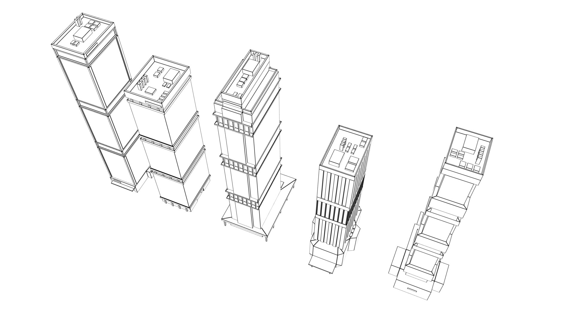 3D 5 High-Rise Buildings - TurboSquid 1791113
