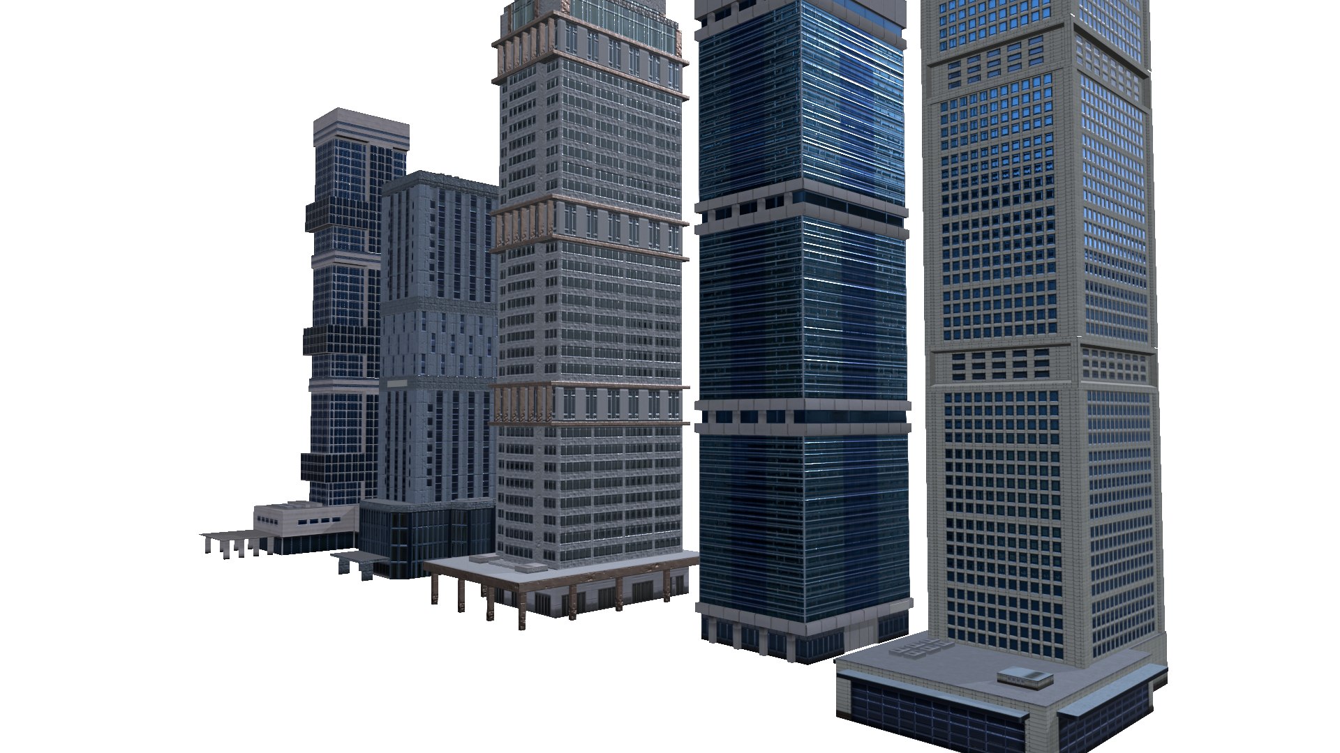 3D 5 High-Rise Buildings - TurboSquid 1791113