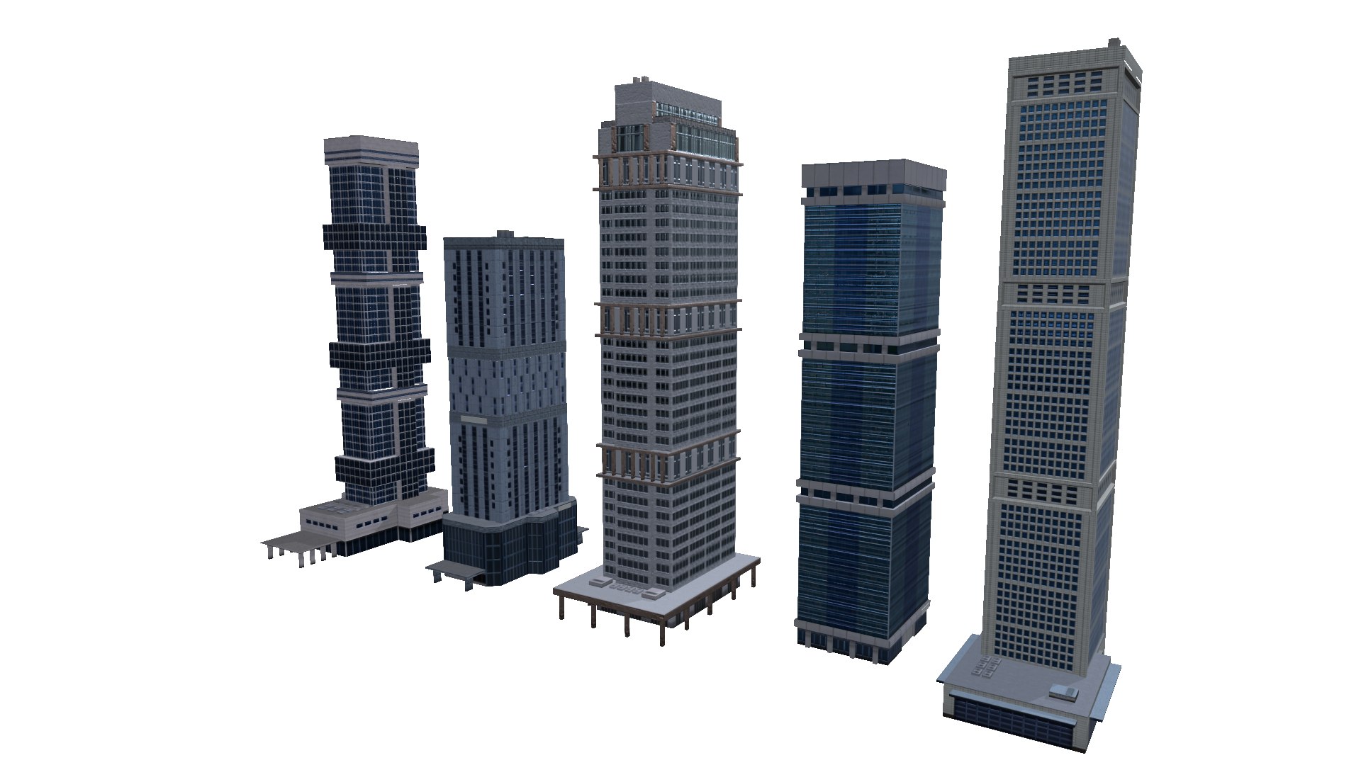 3D 5 High-Rise Buildings - TurboSquid 1791113