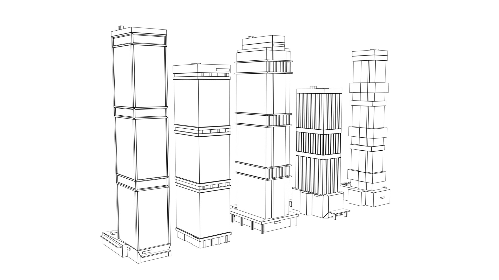 3D 5 High-Rise Buildings - TurboSquid 1791113