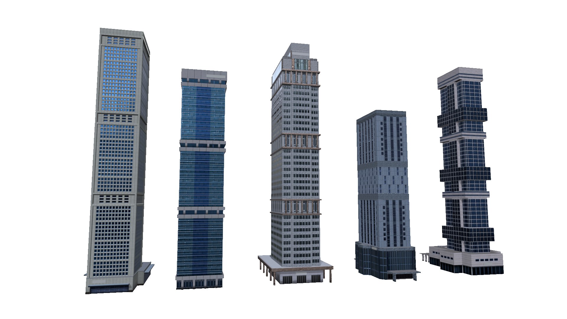3D 5 High-Rise Buildings - TurboSquid 1791113