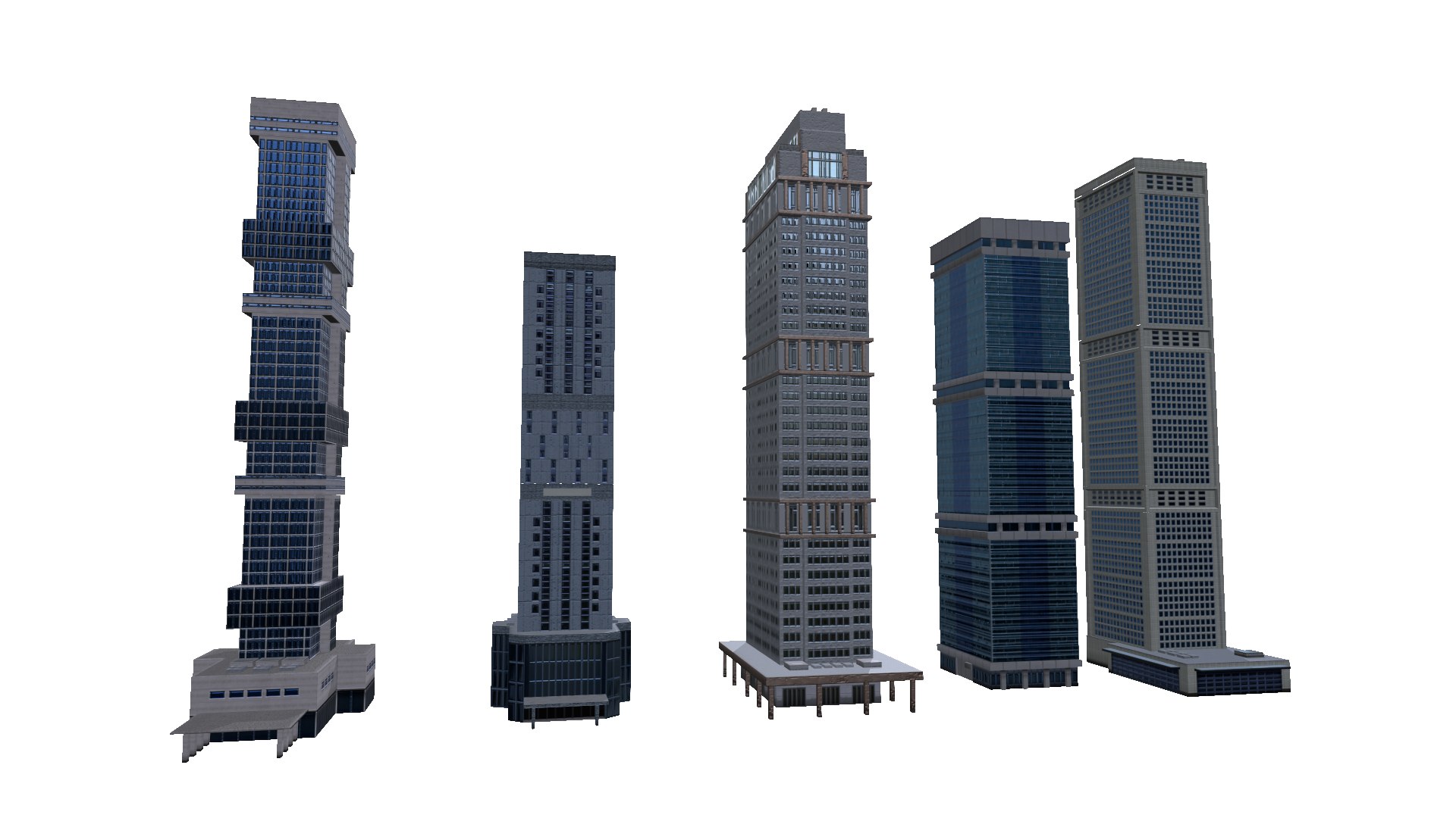 3D 5 High-Rise Buildings - TurboSquid 1791113
