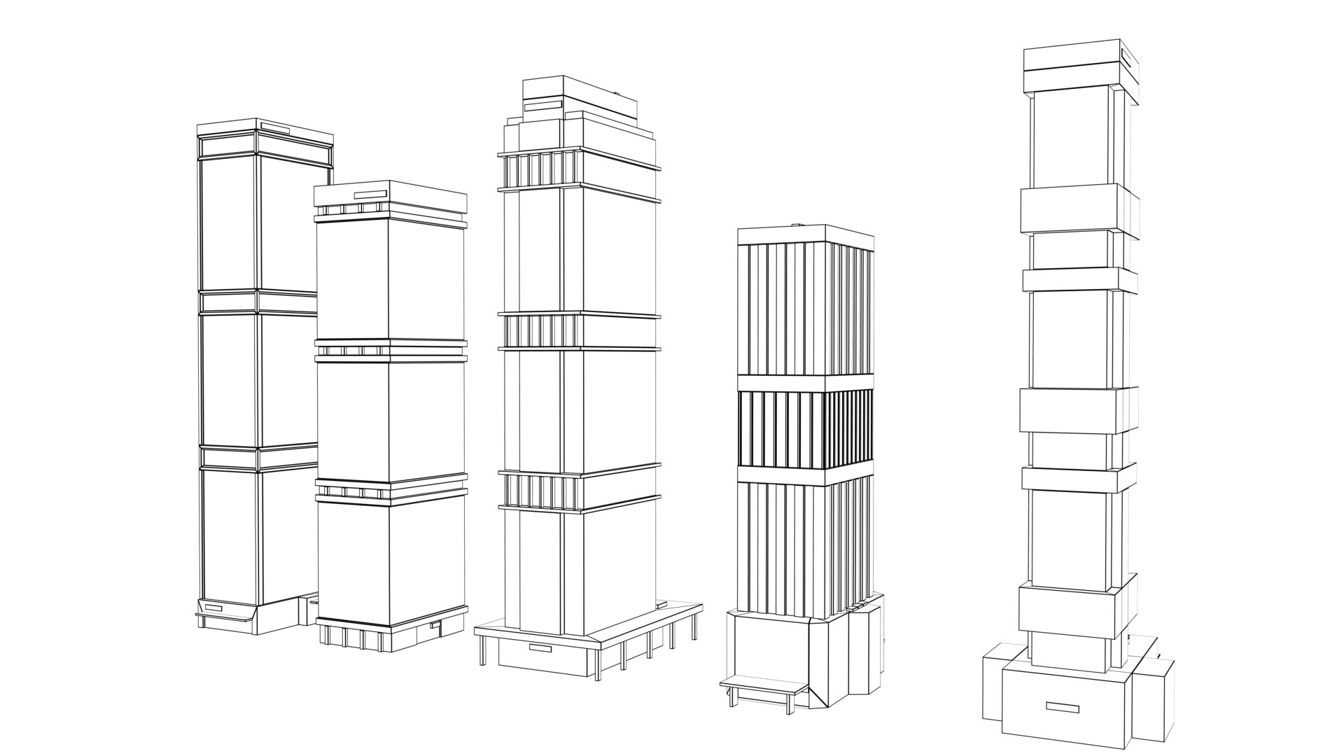 3D 5 High-Rise Buildings - TurboSquid 1791113