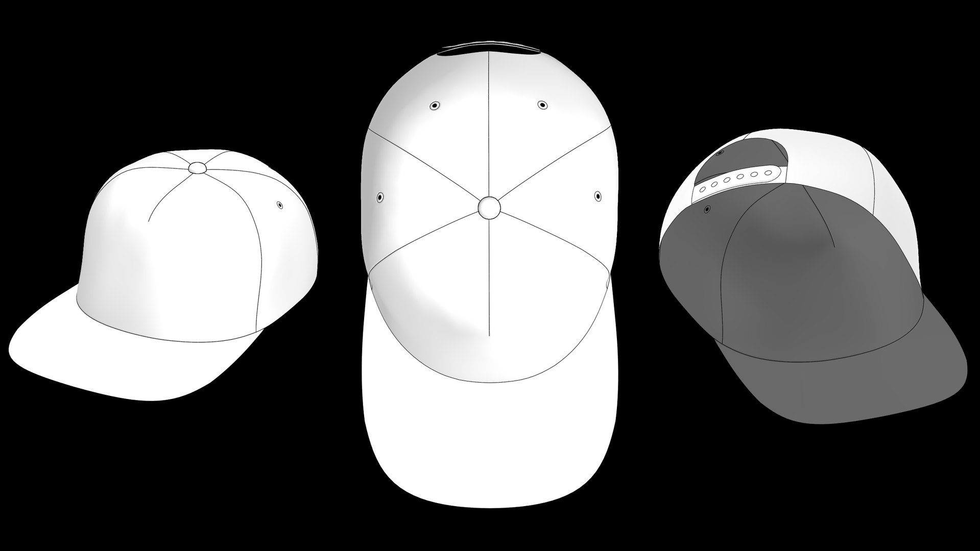 BASIC SNAPBACKS 6 And 5 Panels Genesis 8 Male Zpac Obj Fbx Highpoly 3D - TurboSquid 2321758