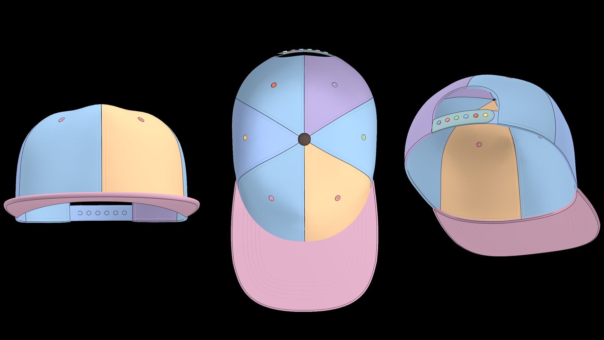 BASIC SNAPBACKS 6 And 5 Panels Genesis 8 Male Zpac Obj Fbx Highpoly 3D - TurboSquid 2321758