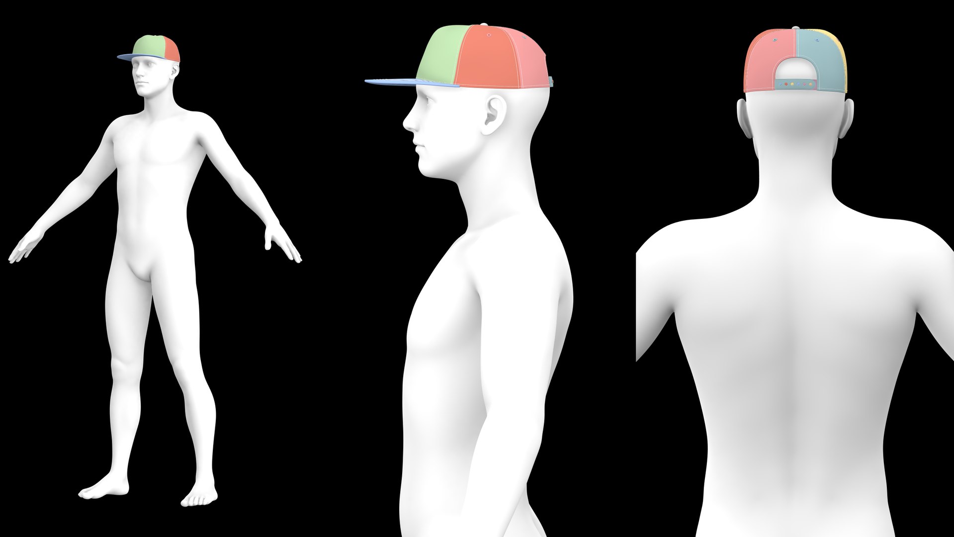 BASIC SNAPBACKS 6 And 5 Panels Genesis 8 Male Zpac Obj Fbx Highpoly 3D - TurboSquid 2321758