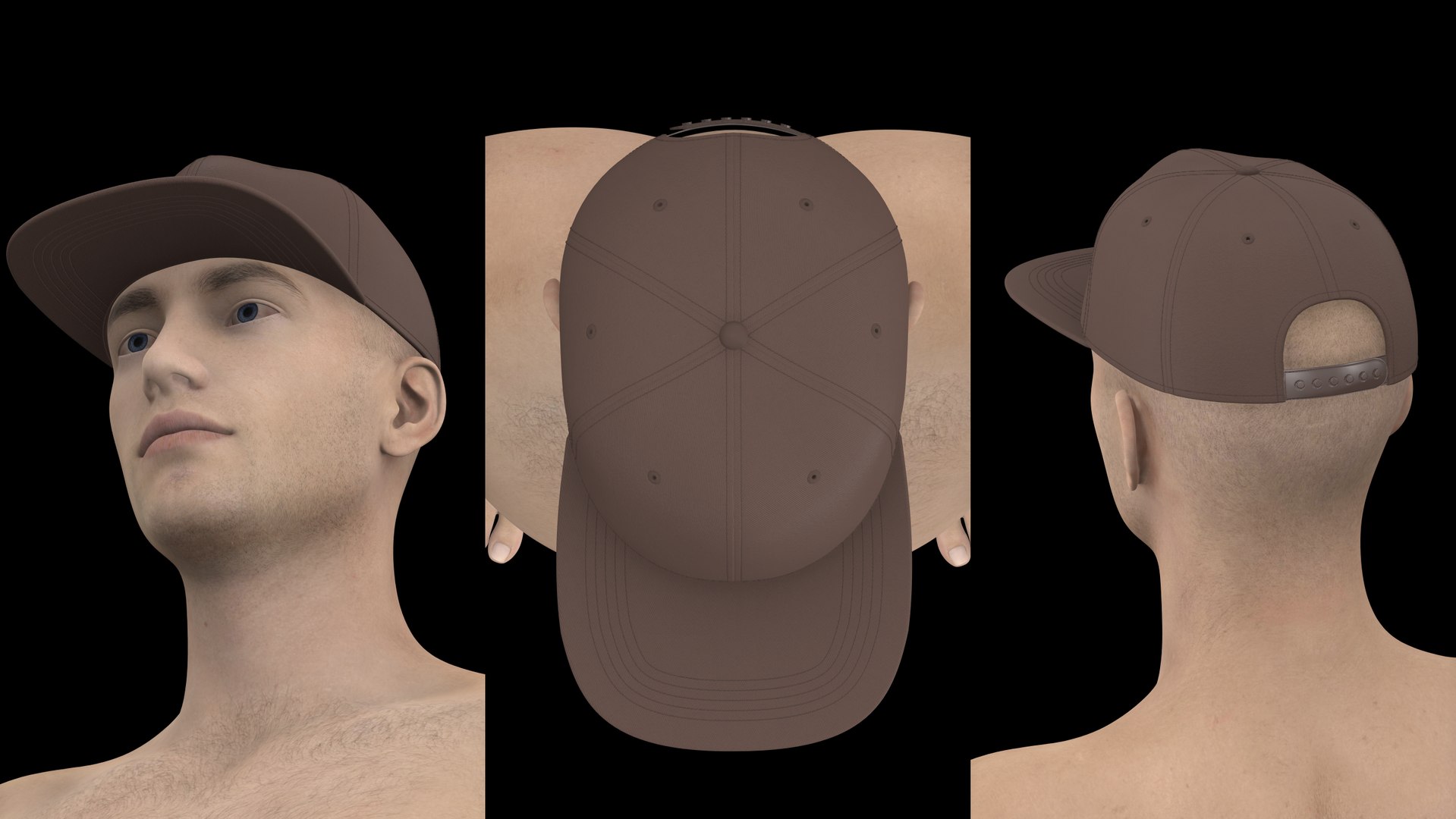 BASIC SNAPBACKS 6 And 5 Panels Genesis 8 Male Zpac Obj Fbx Highpoly 3D - TurboSquid 2321758