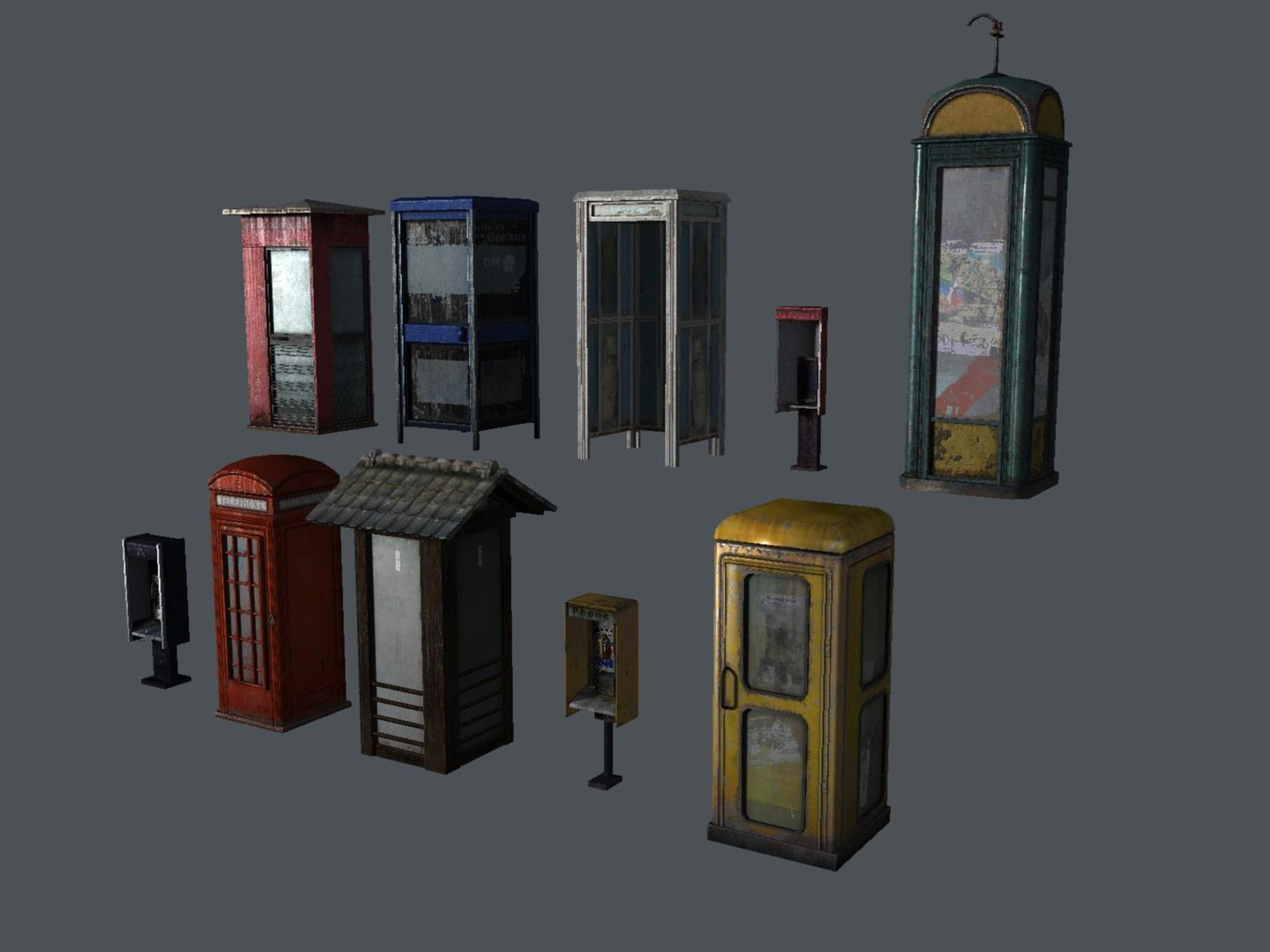 Pack Phone Booth 3d Model