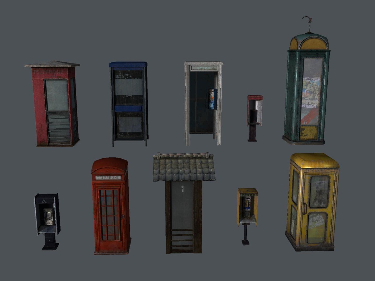 Pack Phone Booth 3d Model
