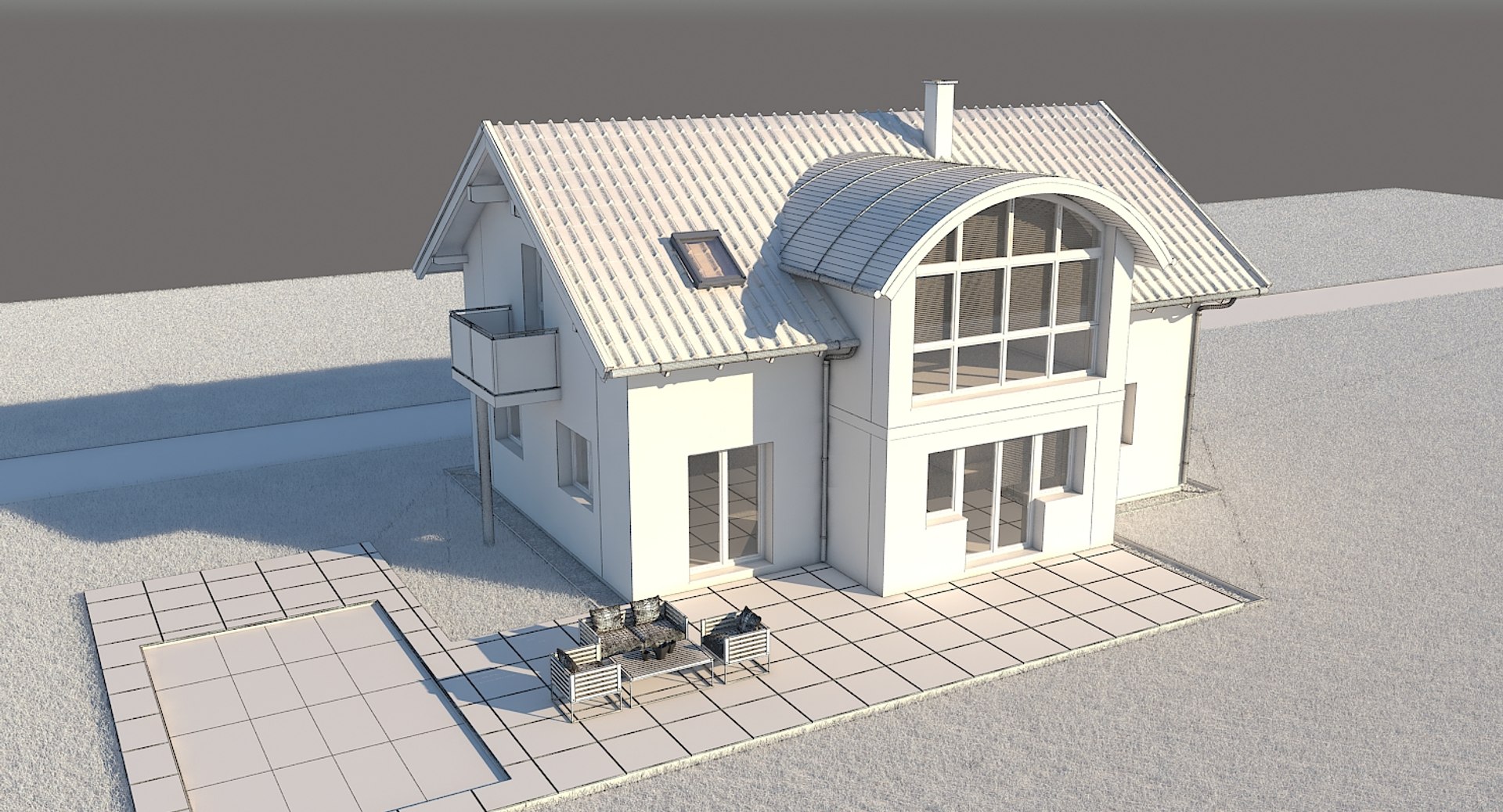 3d model of modern single family home