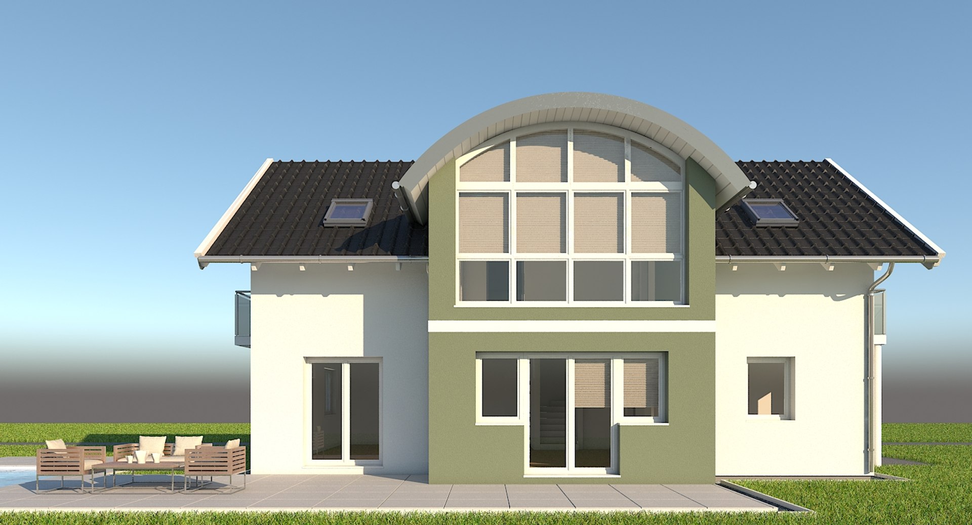 3d model of modern single family home