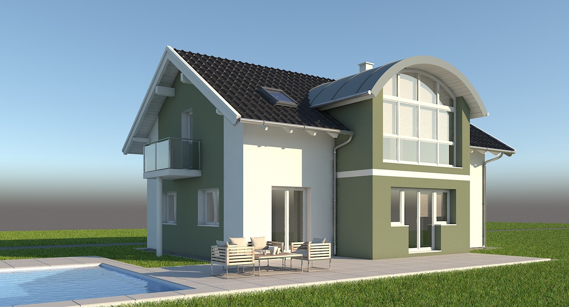 3d model of modern single family home
