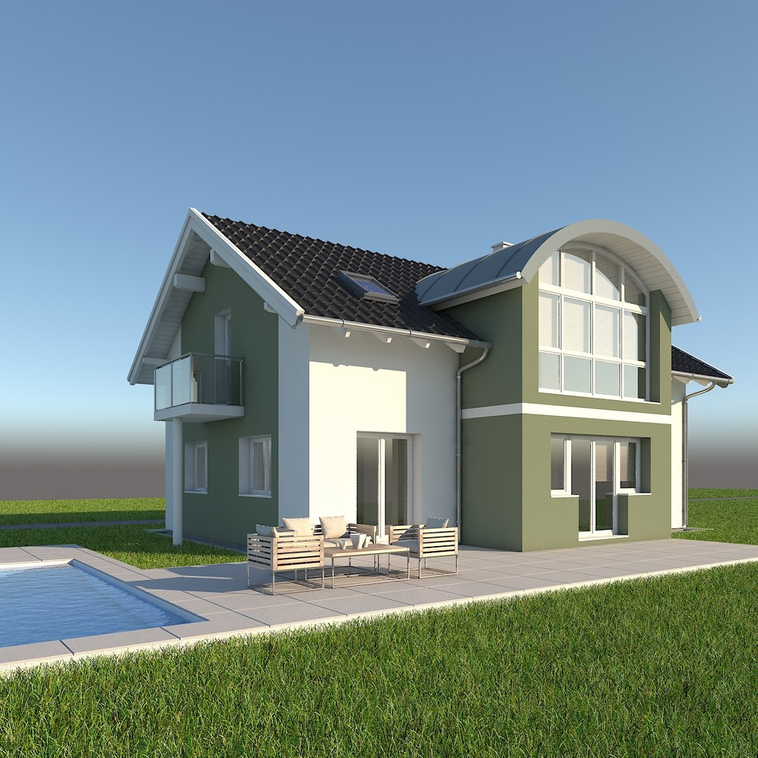 3d model of modern single family home