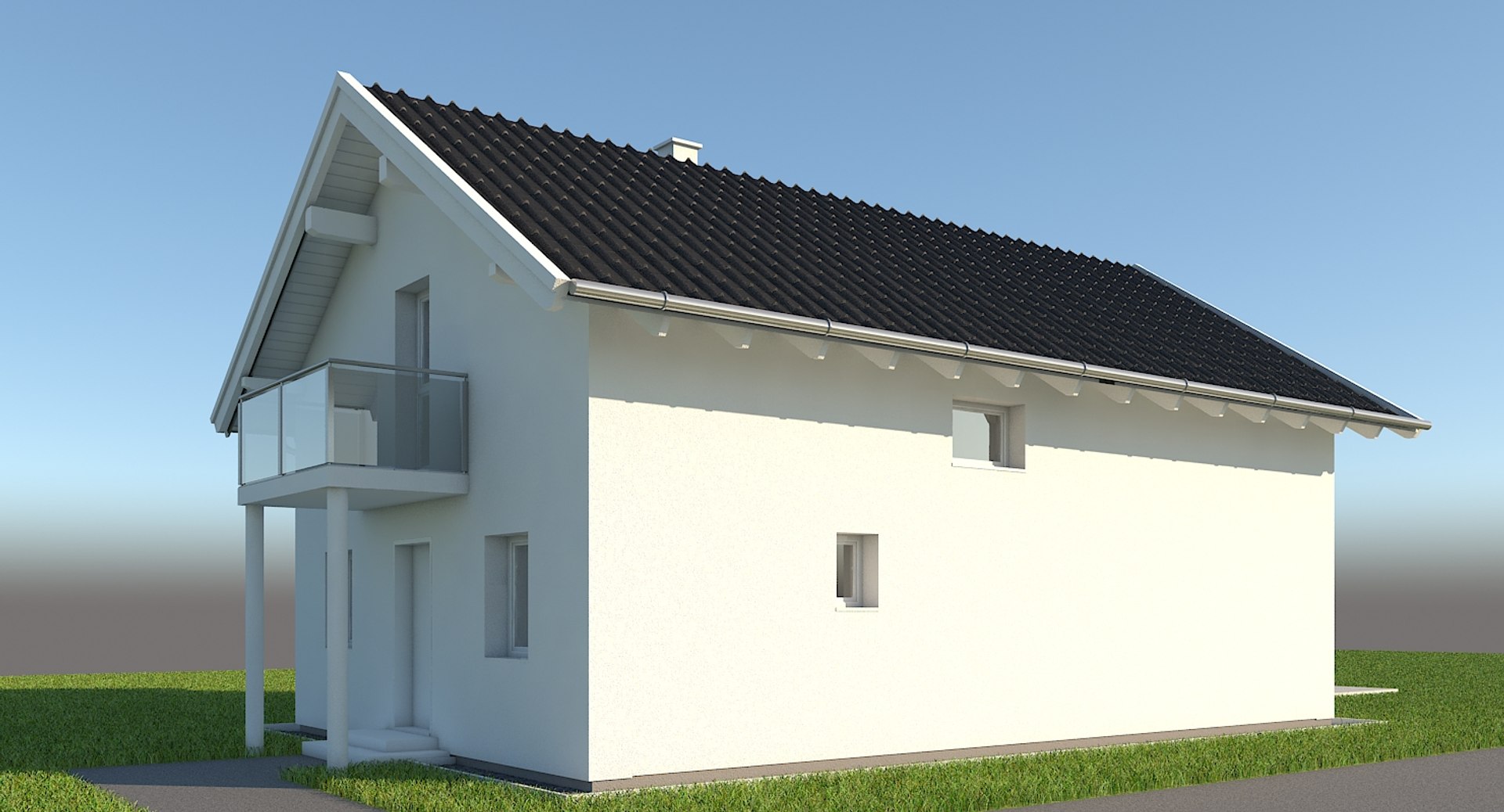 3d model of modern single family home