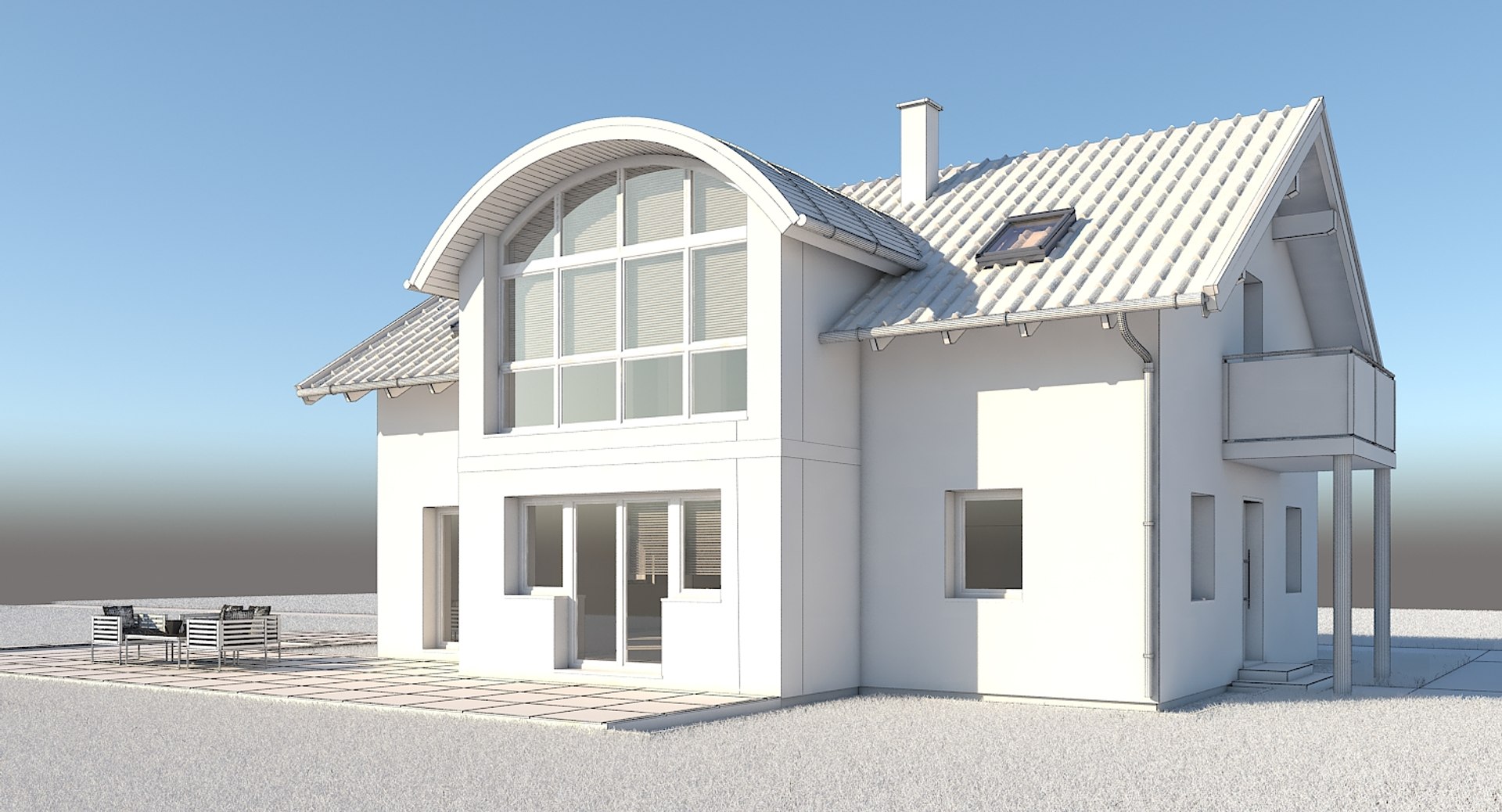 3d model of modern single family home