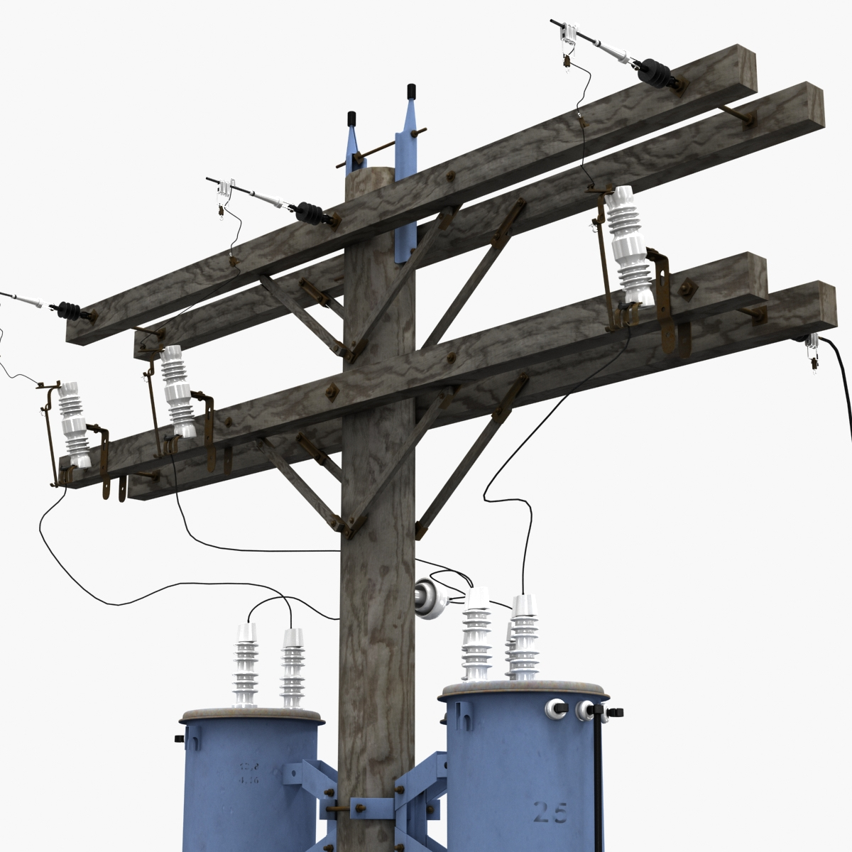utility pole 3 3d model