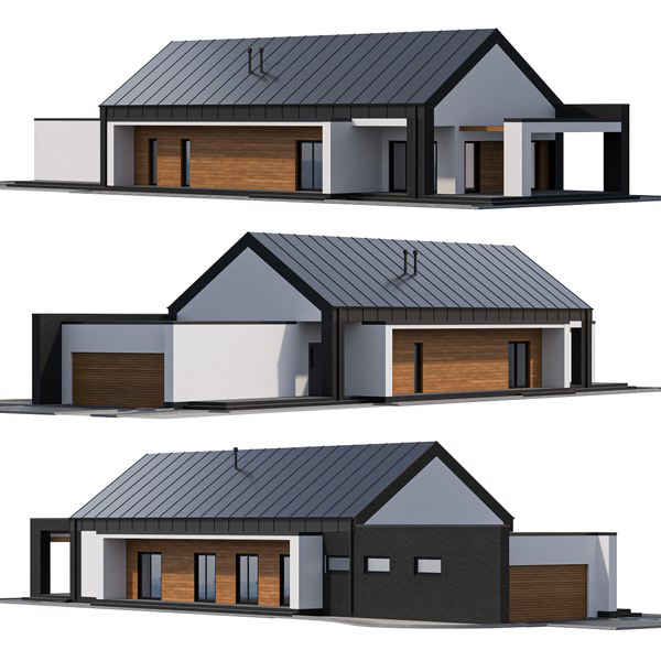 modelo 3d Modern one-story cottage with a landscaped yard - TurboSquid ...
