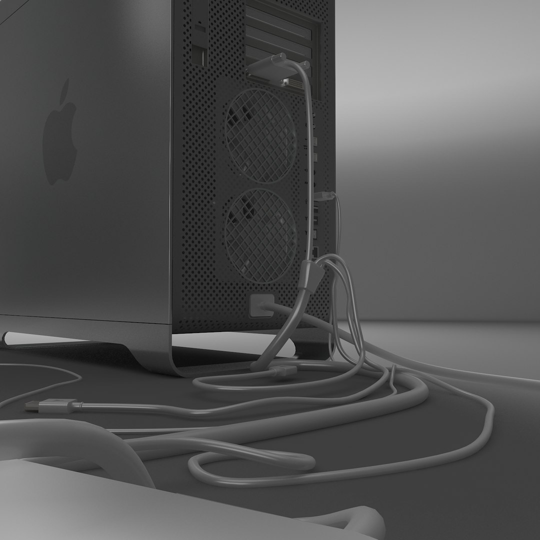 mac pro wires plugged 3d model