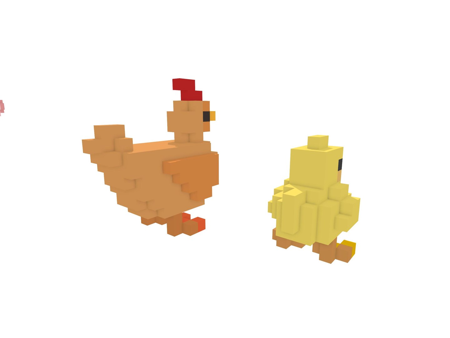 3D Model Voxel Farm Chicken And Chick - TurboSquid 2294641