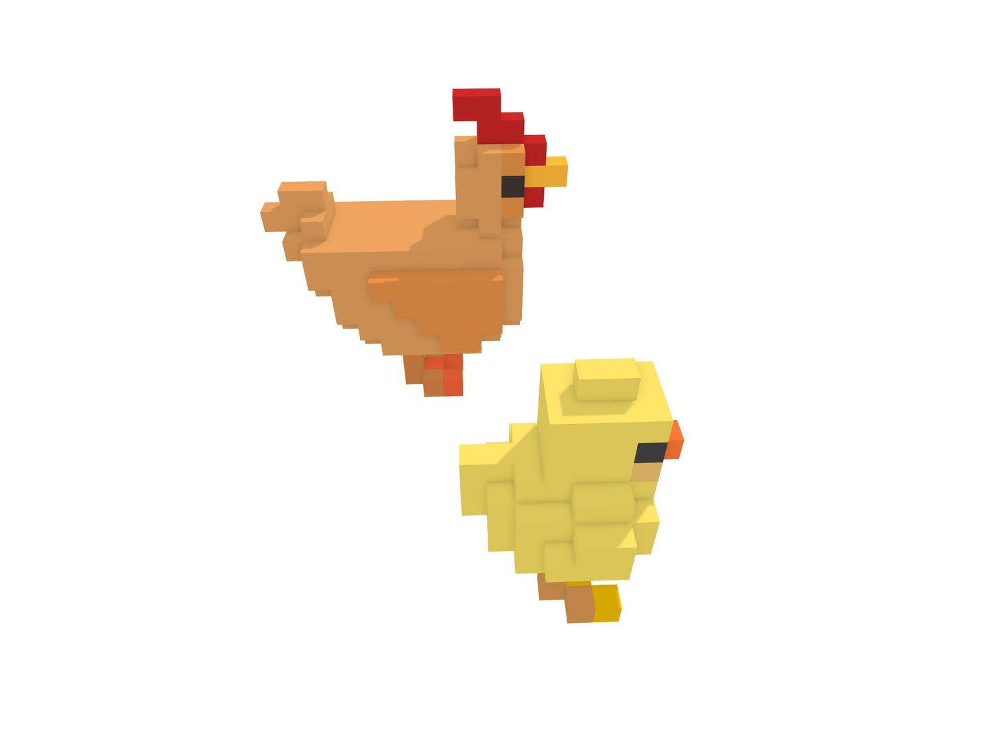 3D Model Voxel Farm Chicken And Chick - TurboSquid 2294641