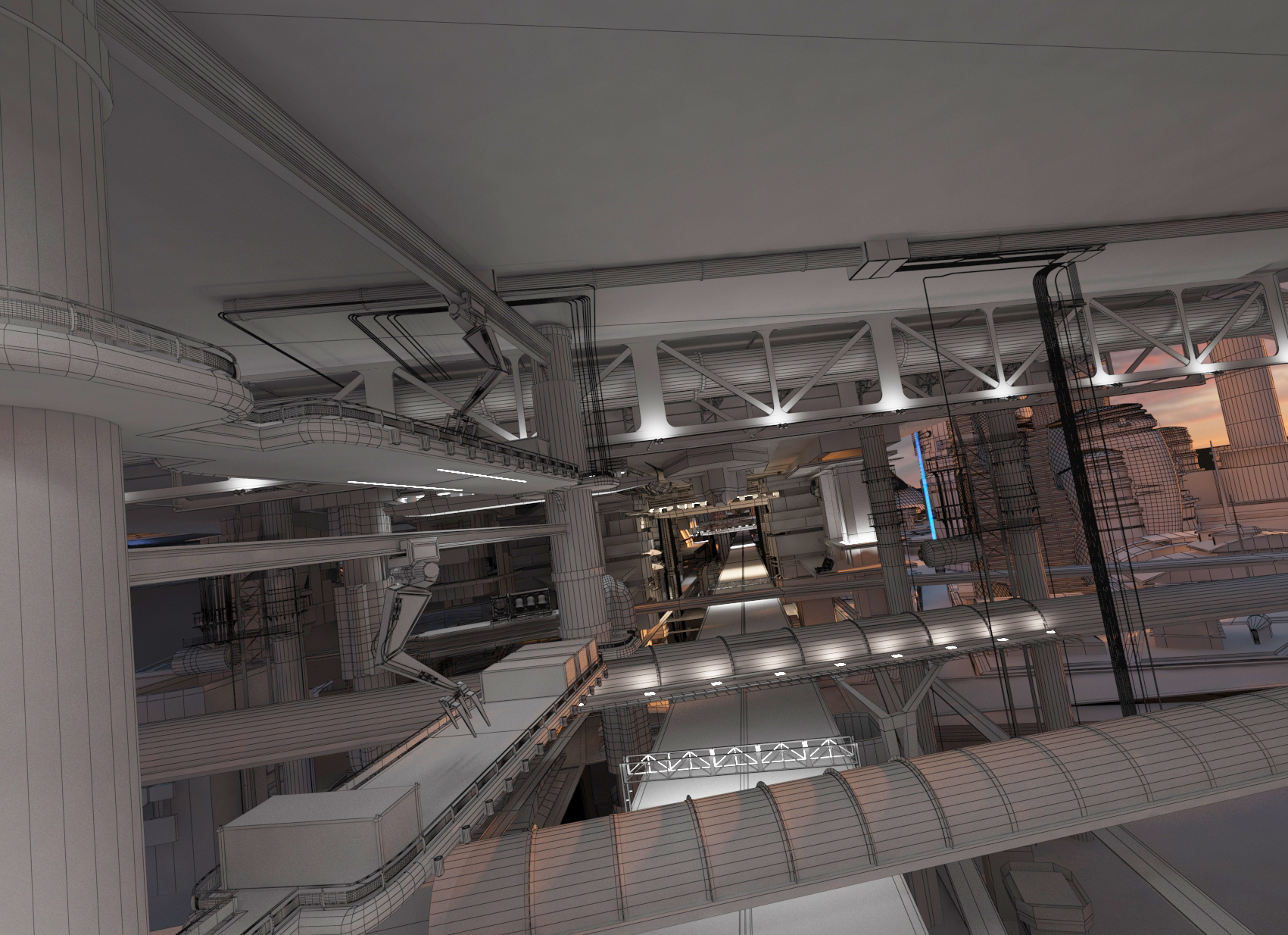 Future city 7 night building 3D model - TurboSquid 1209784