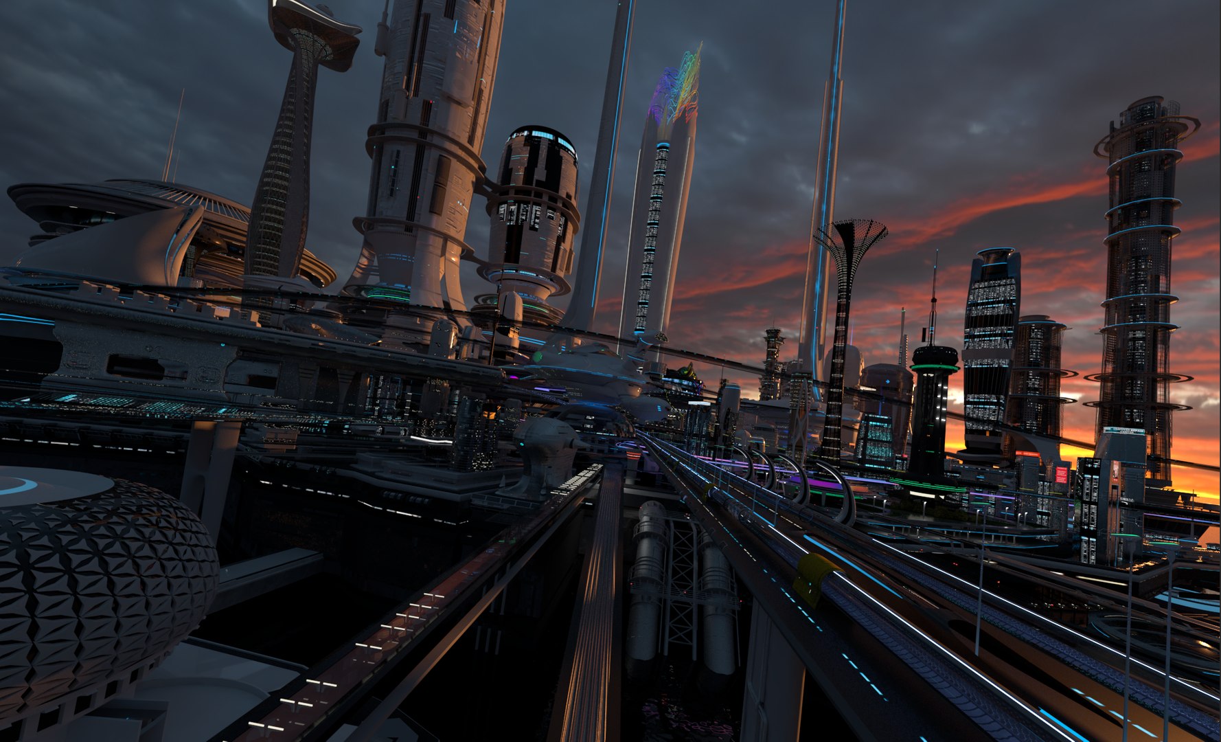 Future City 7 Night Building 3D Model - TurboSquid 1209784