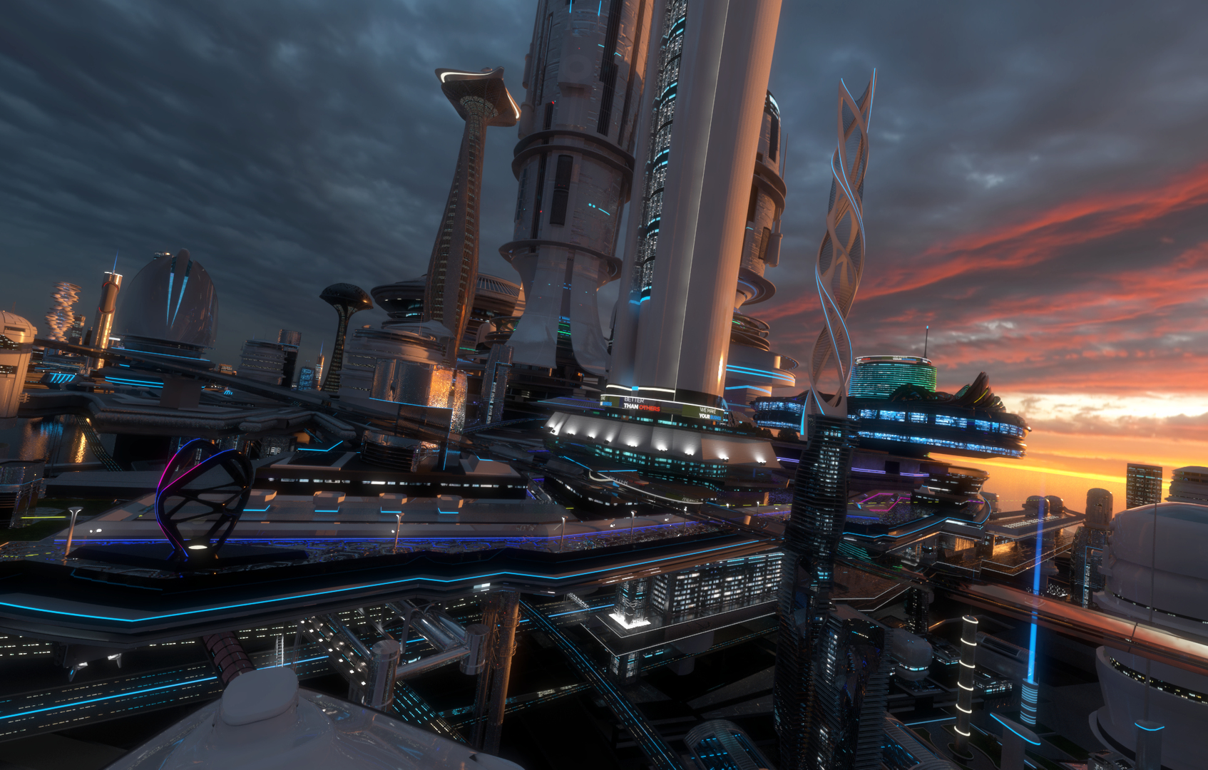 Future city 7 night building 3D model - TurboSquid 1209784