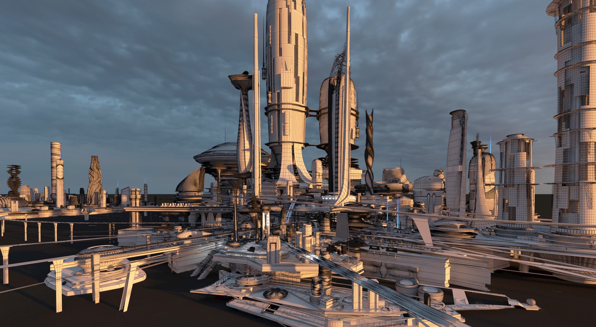 Future City 7 Night Building 3D Model - TurboSquid 1209784