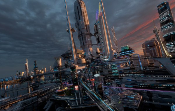 Future city 7 night building 3D model - TurboSquid 1209784