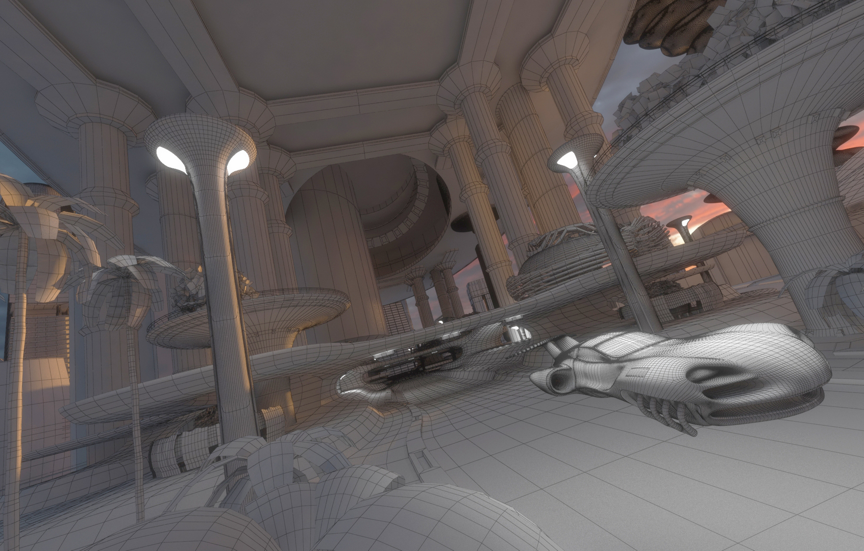 Future city 7 night building 3D model - TurboSquid 1209784