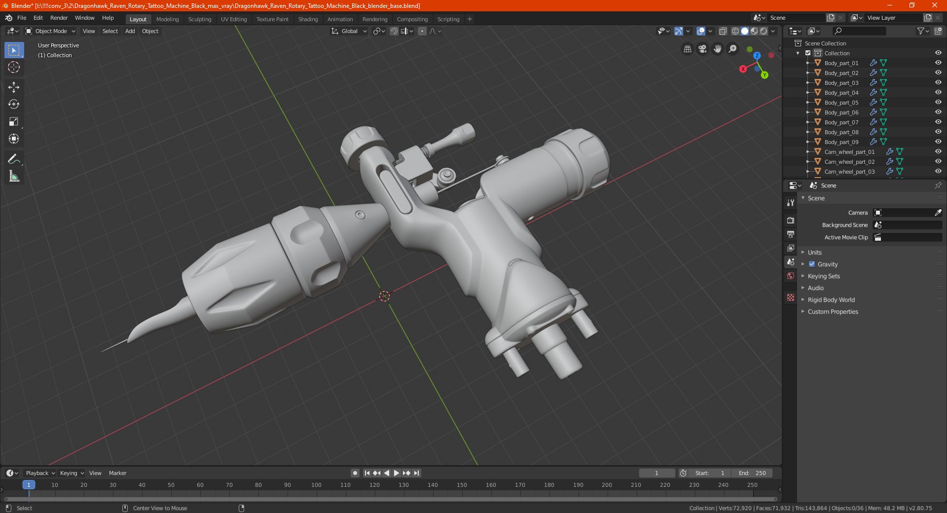 3D Dragonhawk Raven Rotary Tattoo Machine - TurboSquid 1670561