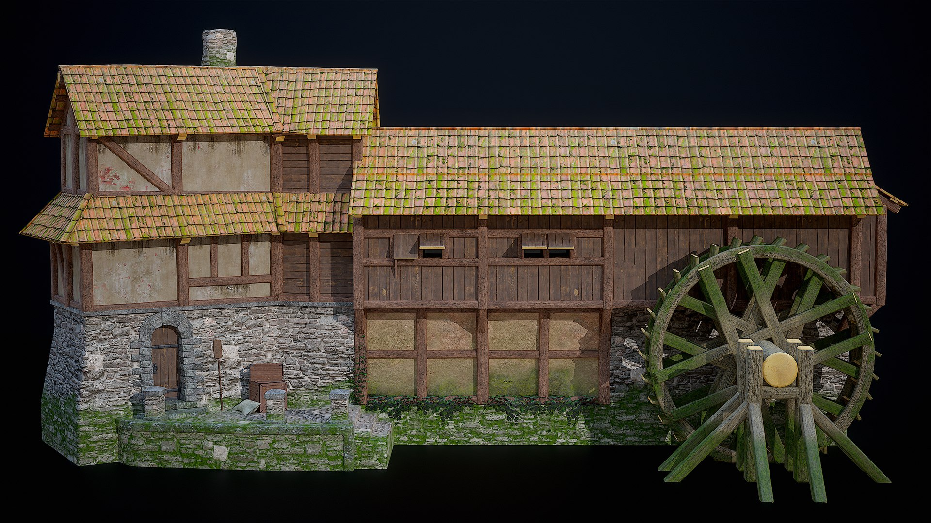 3D Old Medieval Watermill PBR Model - TurboSquid 2032199