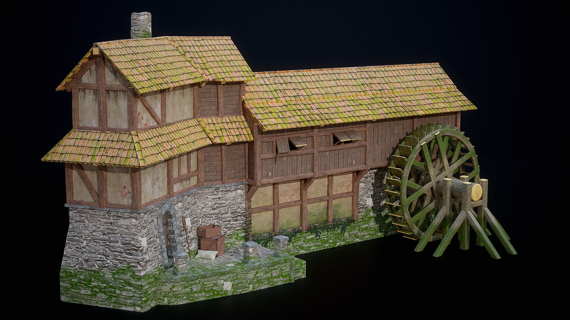 3D Old Medieval Watermill PBR Model - TurboSquid 2032199