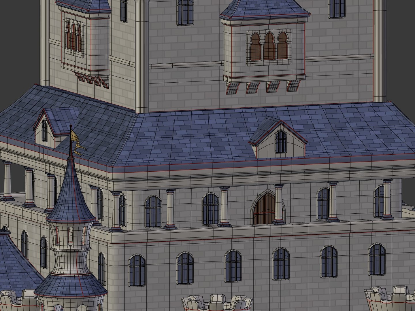 cartoon castle 3d obj