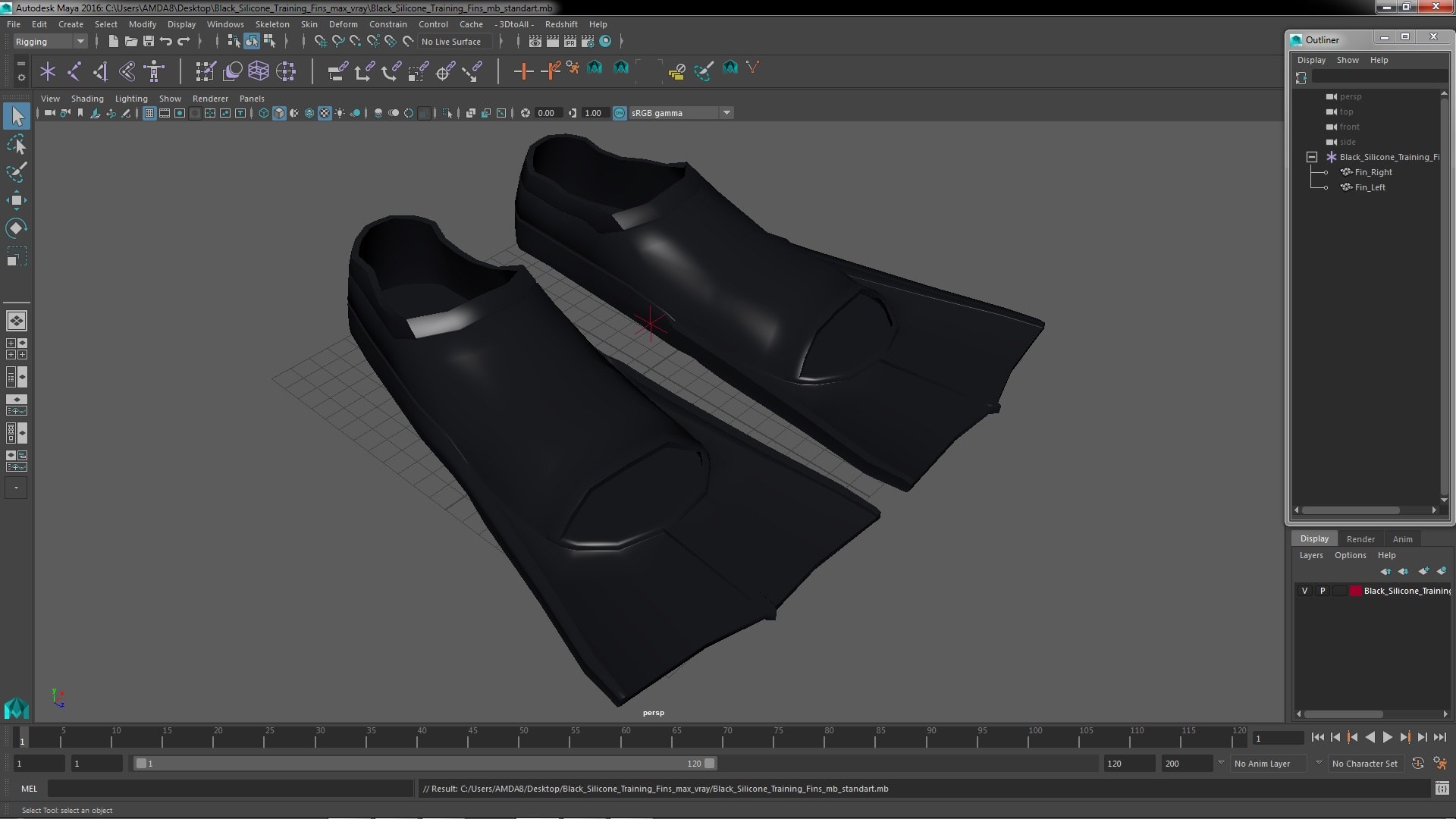 Black Silicone Training Fins 3D Model - TurboSquid 2137068