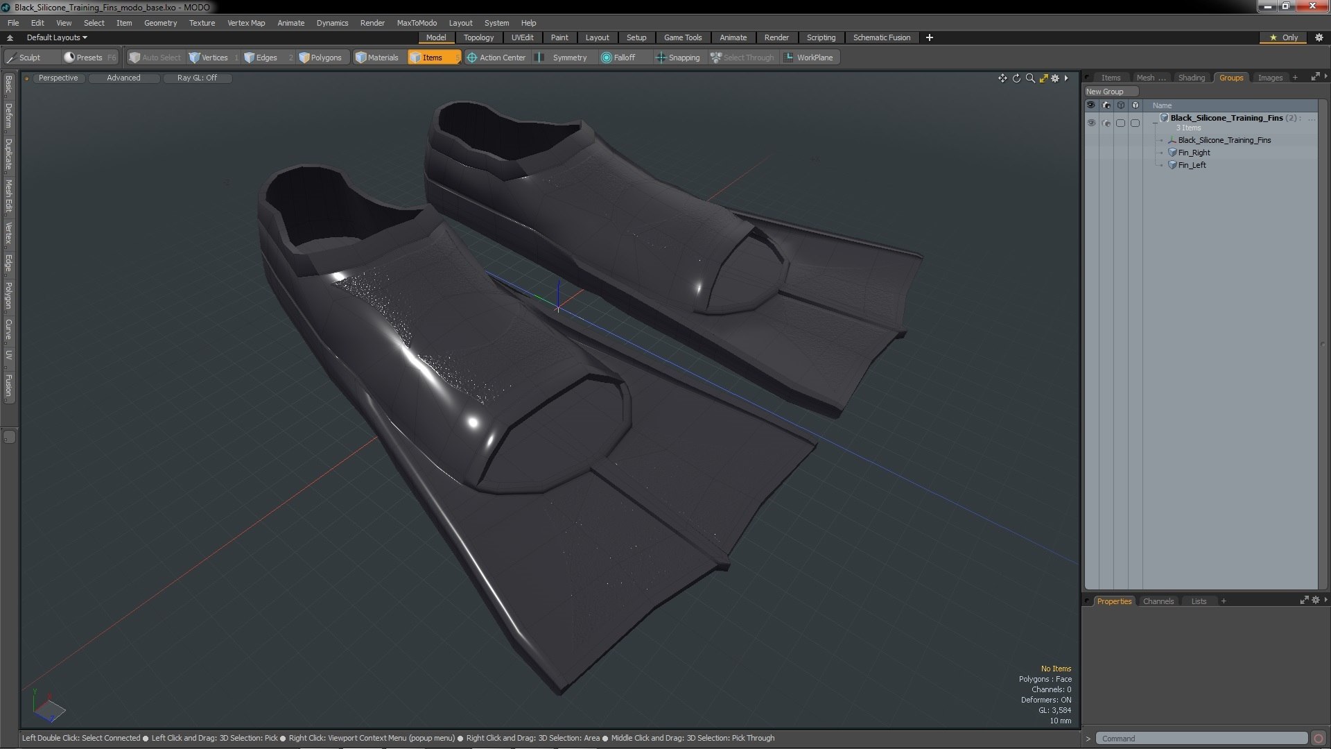 Black Silicone Training Fins 3D Model - TurboSquid 2137068