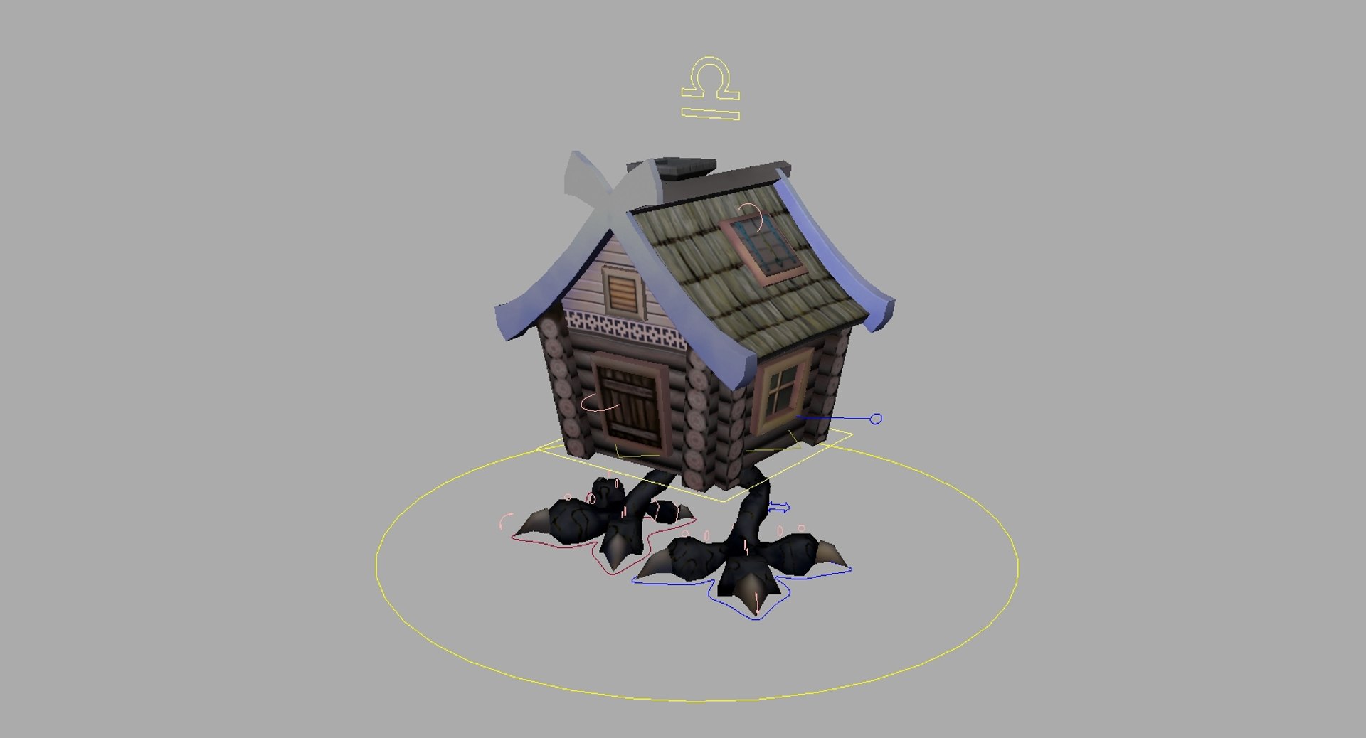 3d Walking Hut Cartoon House Model