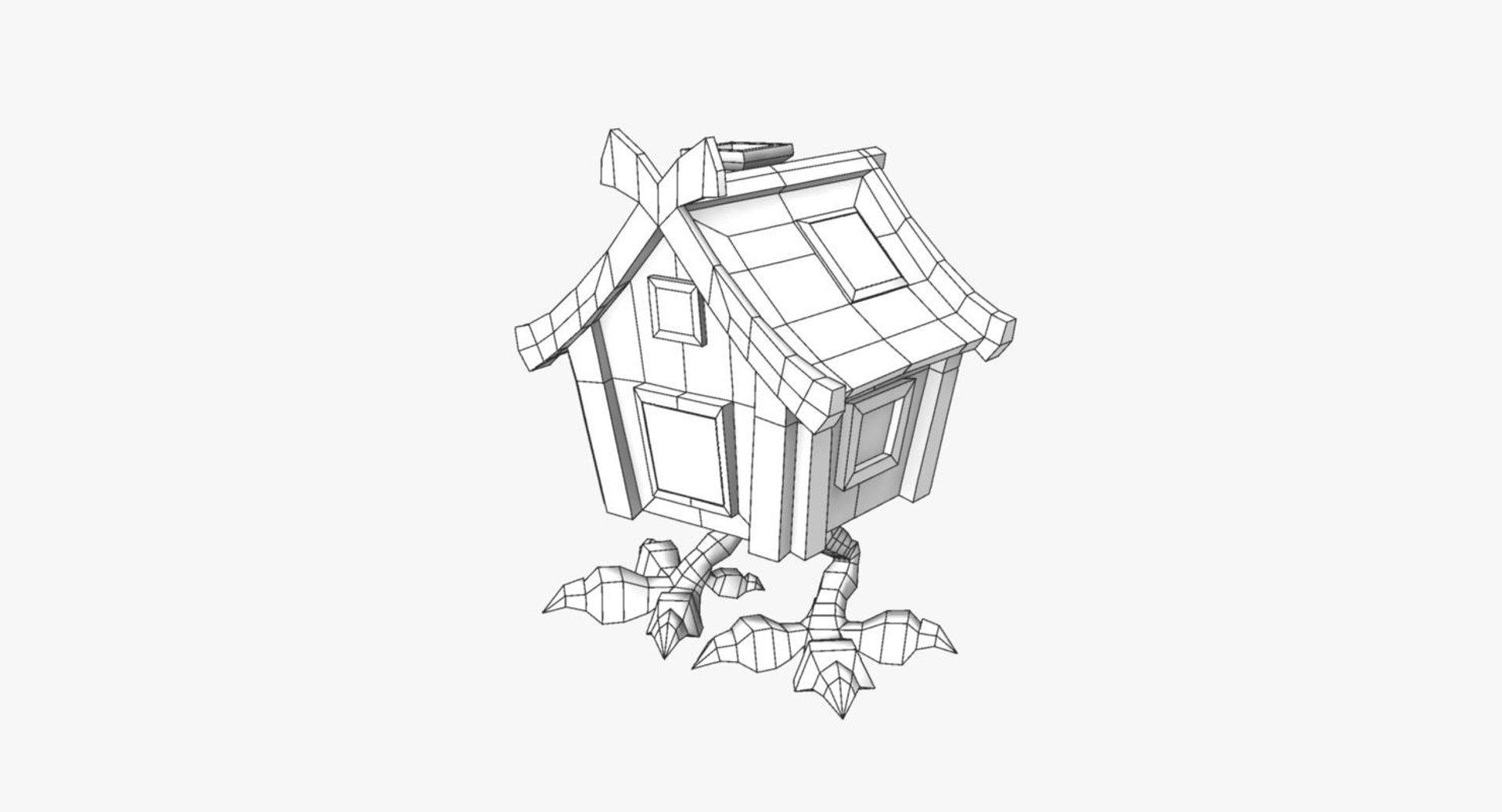 3d Walking Hut Cartoon House Model