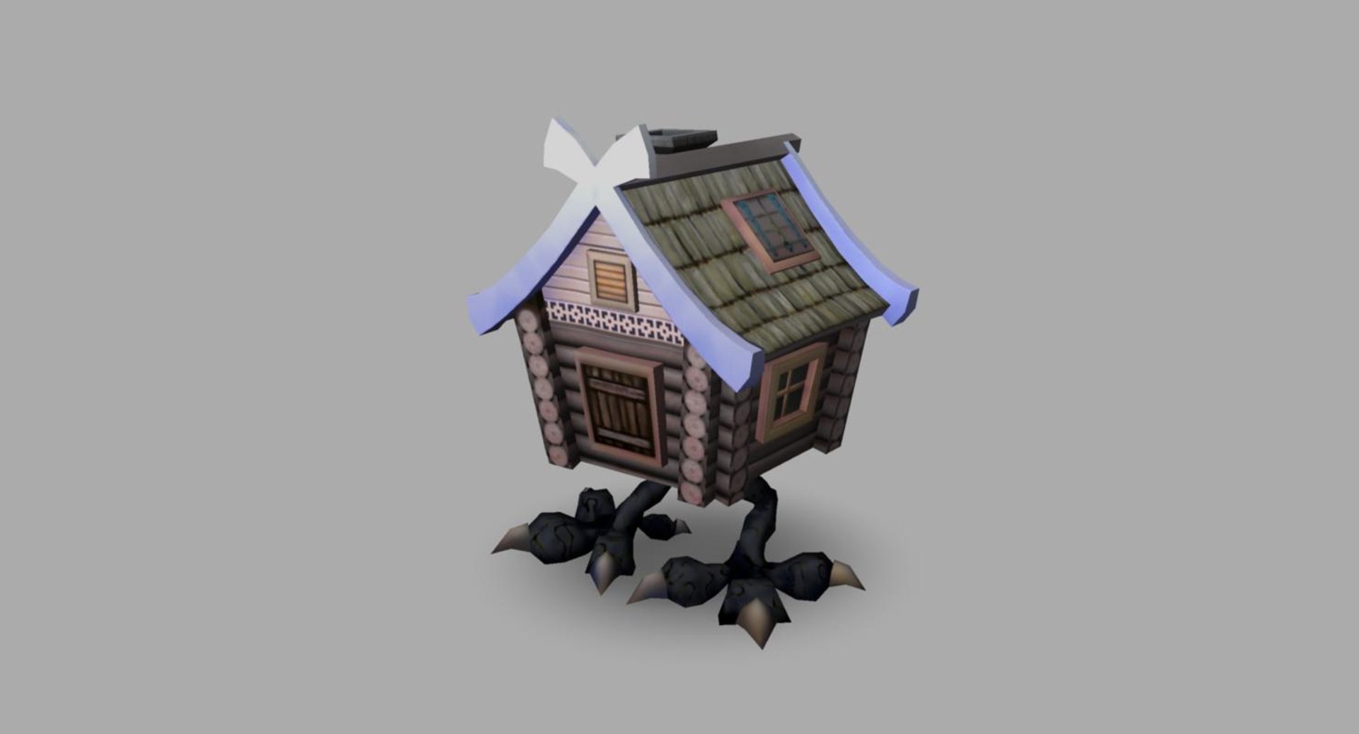 3d Walking Hut Cartoon House Model
