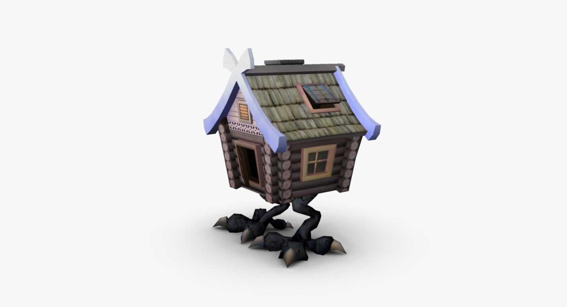 3d Walking Hut Cartoon House Model