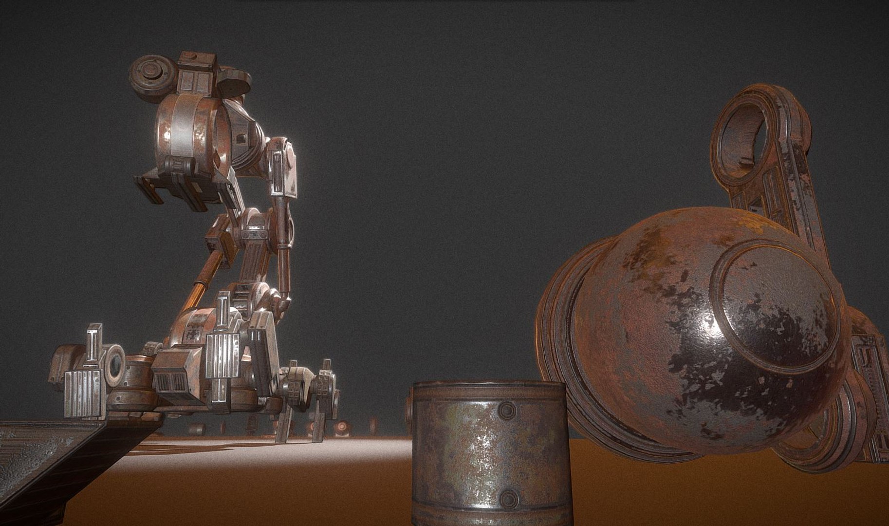 3d Walking Mech Neck Rusty Model