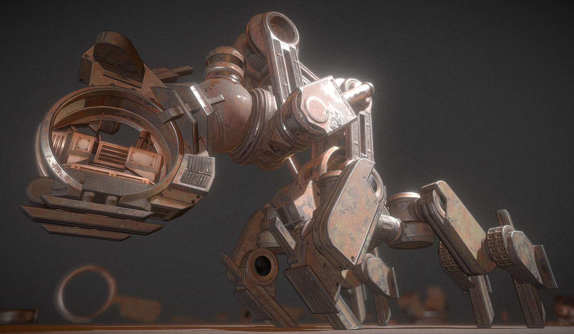 3d Walking Mech Neck Rusty Model