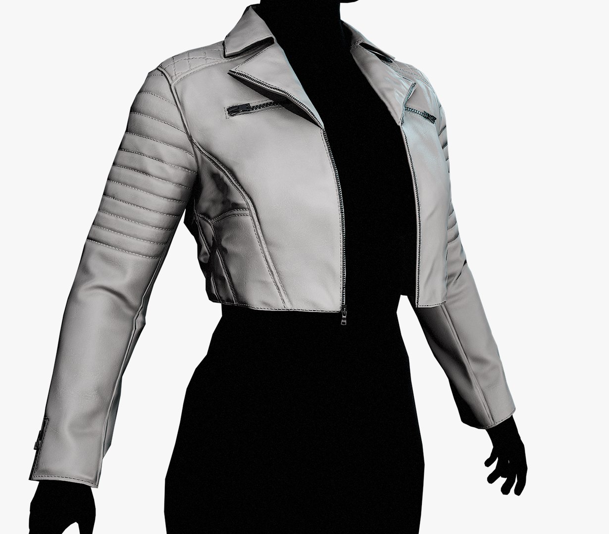 White Biker Jacket Model - TurboSquid 2180075